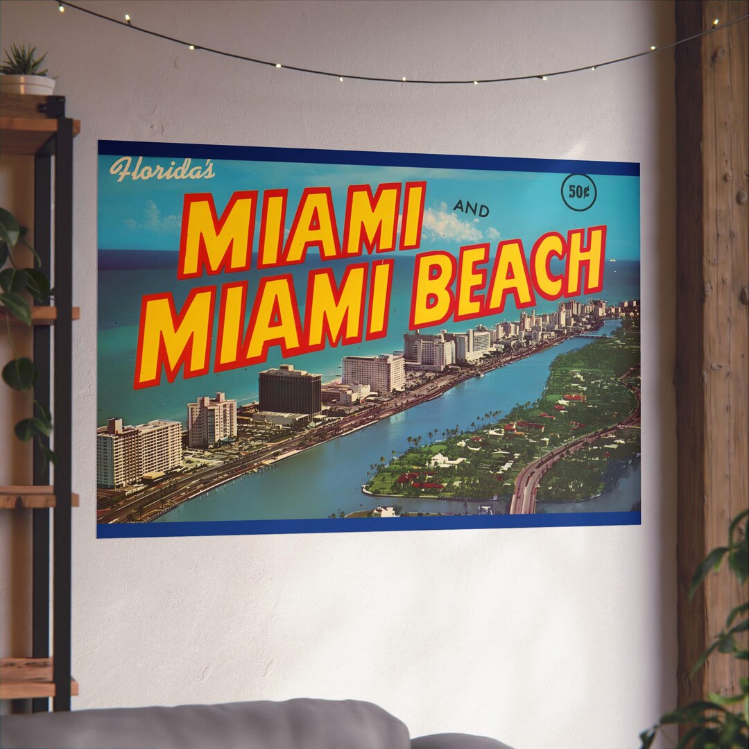 Retro Miami Beach: Vintage Postcard of Floridas Iconic Hotel Row - Fine ...