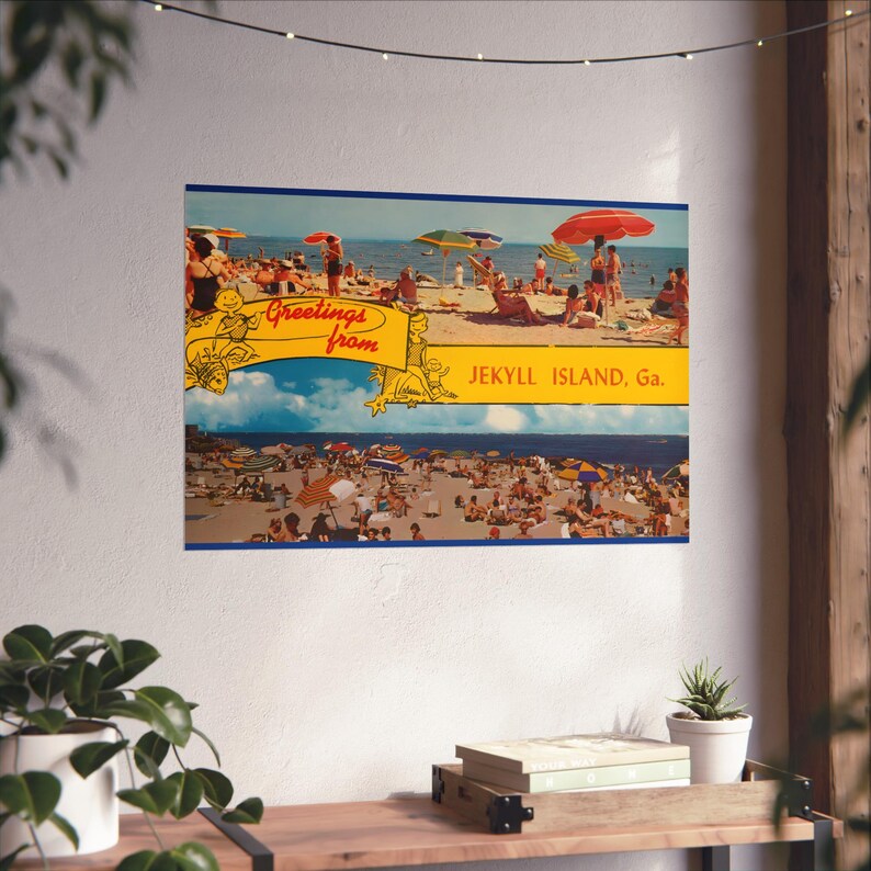 Vintage Summer Bliss: Jekyll Island Beach Greetings - Fine Art Poster ...