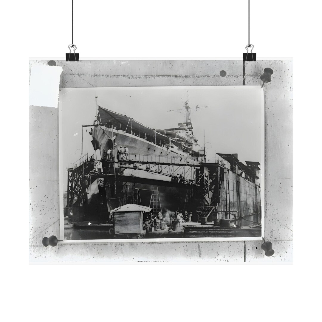 Naval Heritage: Warship in Dry Dock Maintenance - Fine Art Poster - Etsy