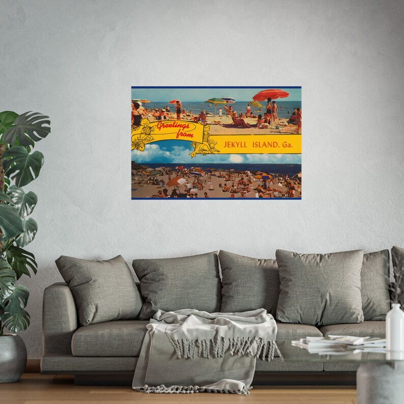 Vintage Summer Bliss: Jekyll Island Beach Greetings - Fine Art Poster ...