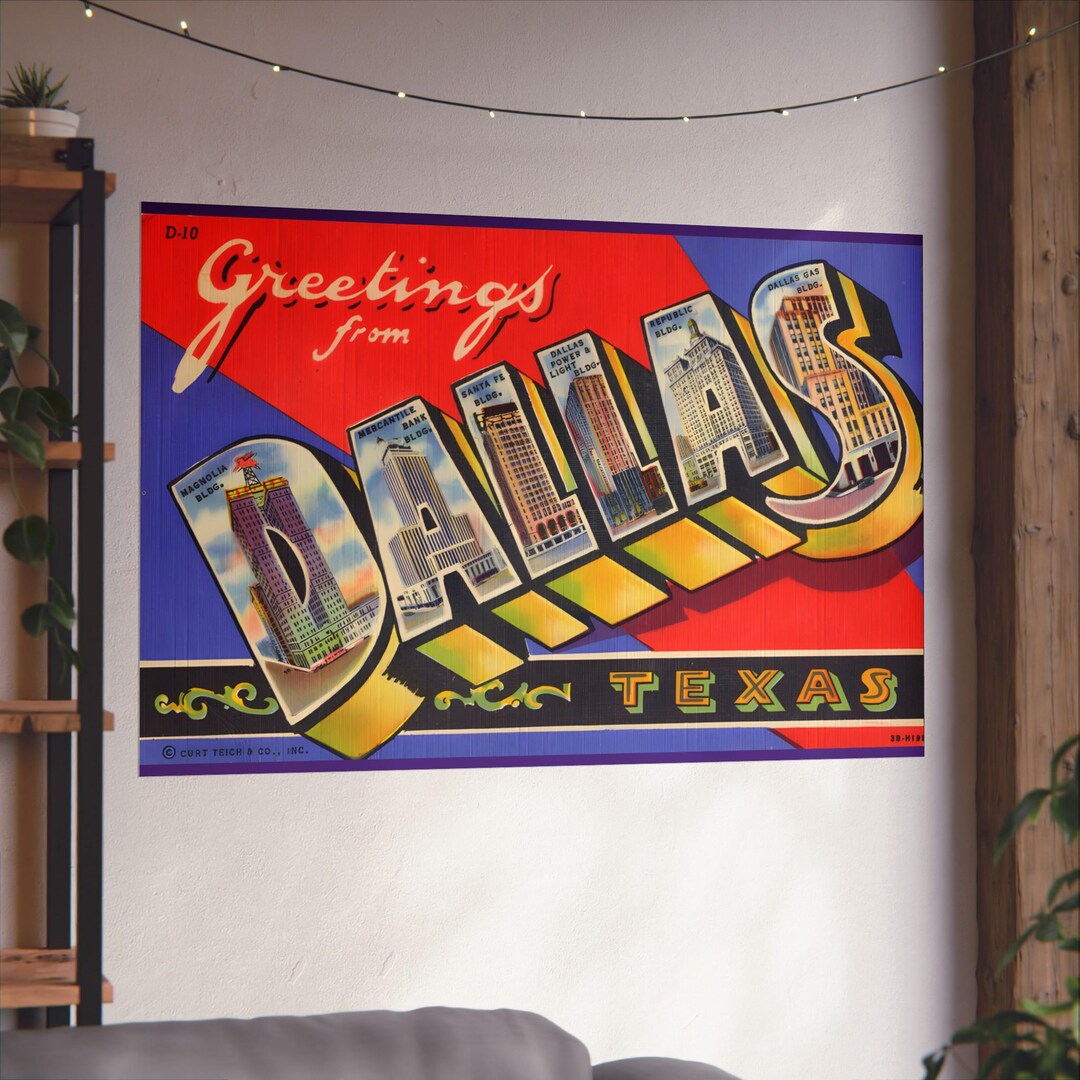 Vintage Dallas Skyline: Greetings From the Lone Star City - Fine Art ...