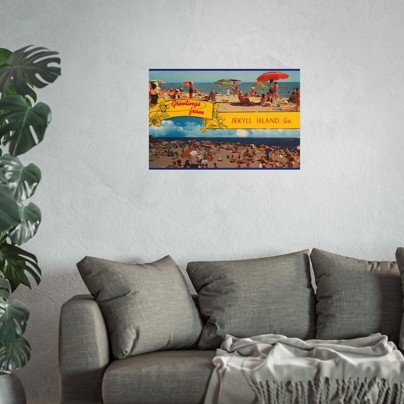 Vintage Summer Bliss: Jekyll Island Beach Greetings - Fine Art Poster ...