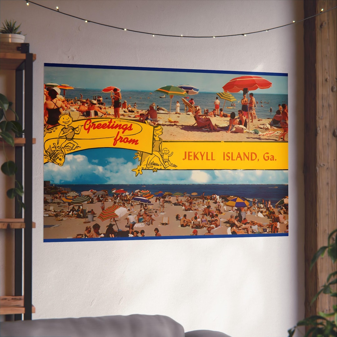 Vintage Summer Bliss: Jekyll Island Beach Greetings - Fine Art Poster ...