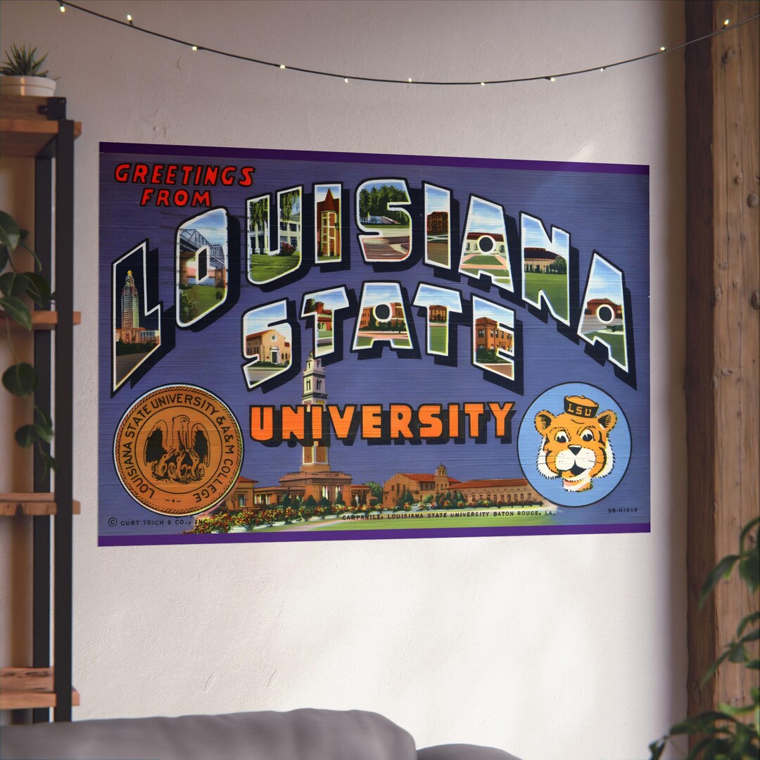 Vintage LSU Greetings: A Campus Collage Postcard - Fine Art Poster - Etsy