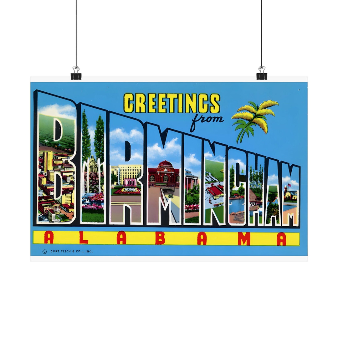 Vintage Birmingham Alabama Large Letter Postcard: Southern City ...