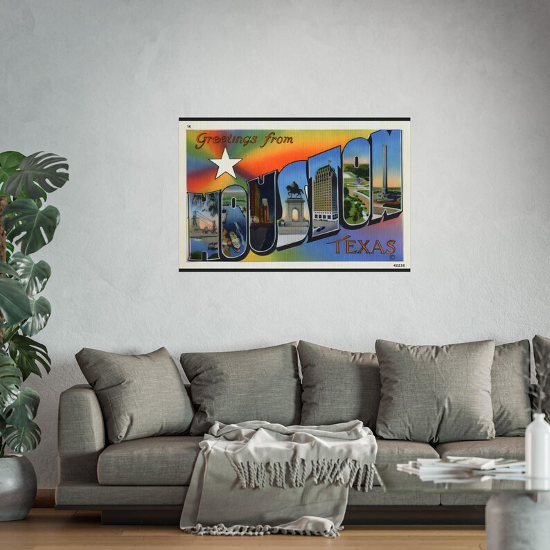 Vintage Houston: A Lone Star City Postcard Panorama - Fine Art Poster ...