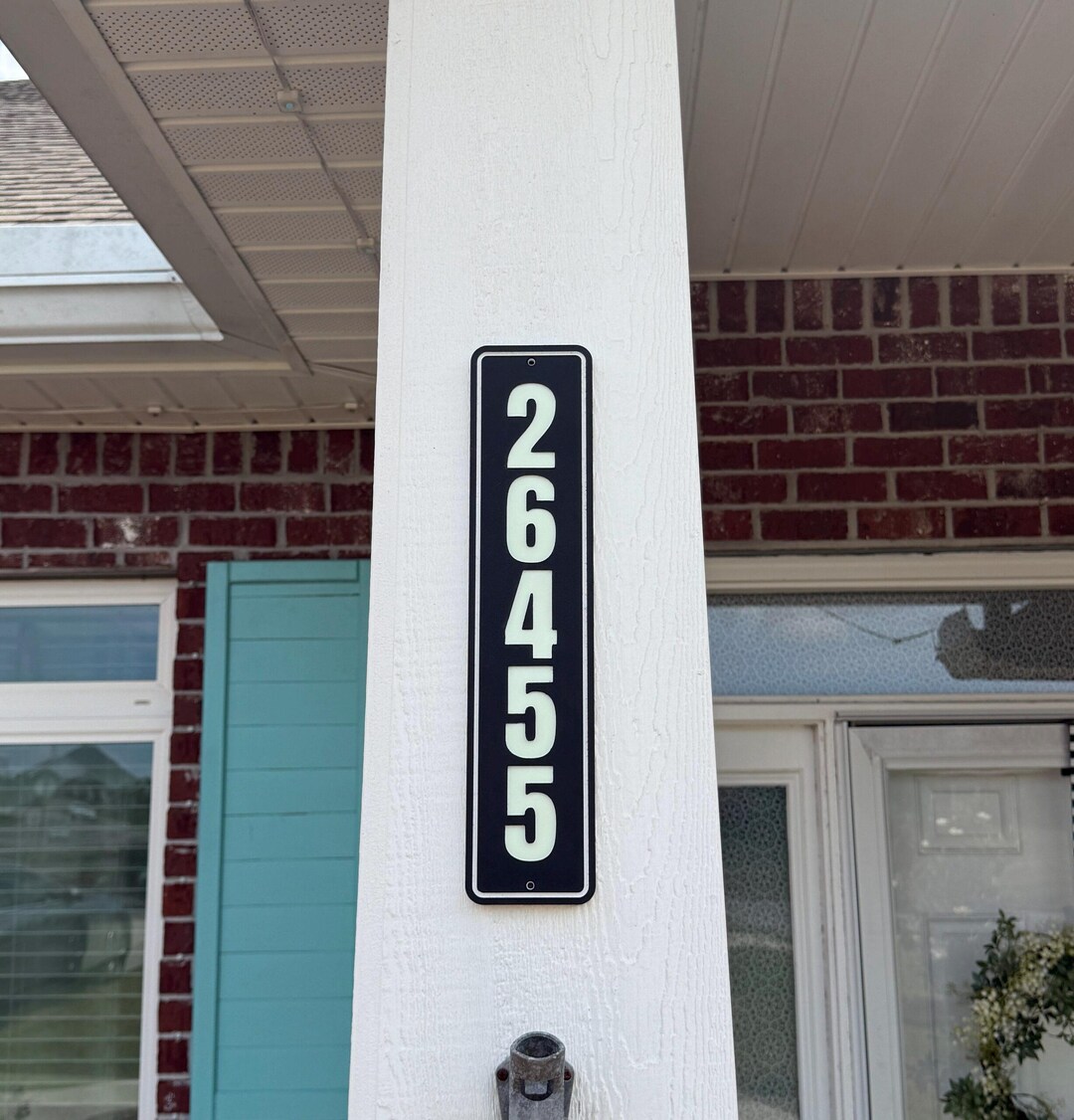 Vertical House Address Sign / House Number Sign, Glows in Dark at Night ...