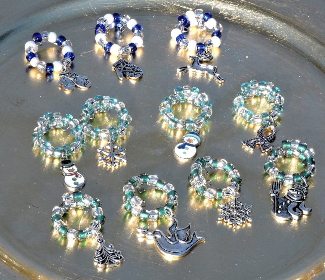 Winter Wonderland Wine Charms: Silvertone Holiday Drink Markers - Etsy