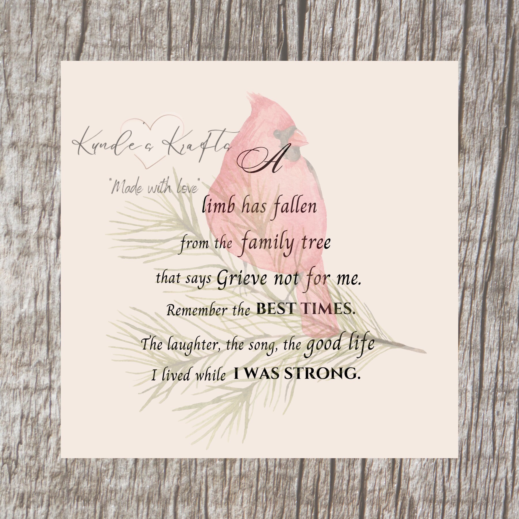 A Limb Has Fallen PNG Cardinal PNG Grieve Not for Me I Was Strong PNG ...