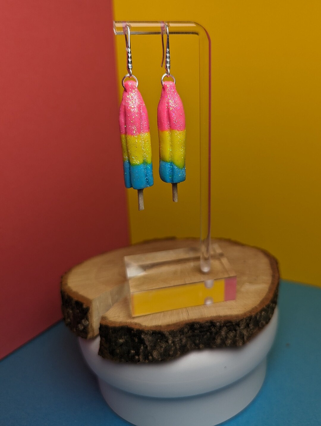 Pansexual Pride Flag Bomb Pop Popsicle Earrings Handmade Polymer Clay ...