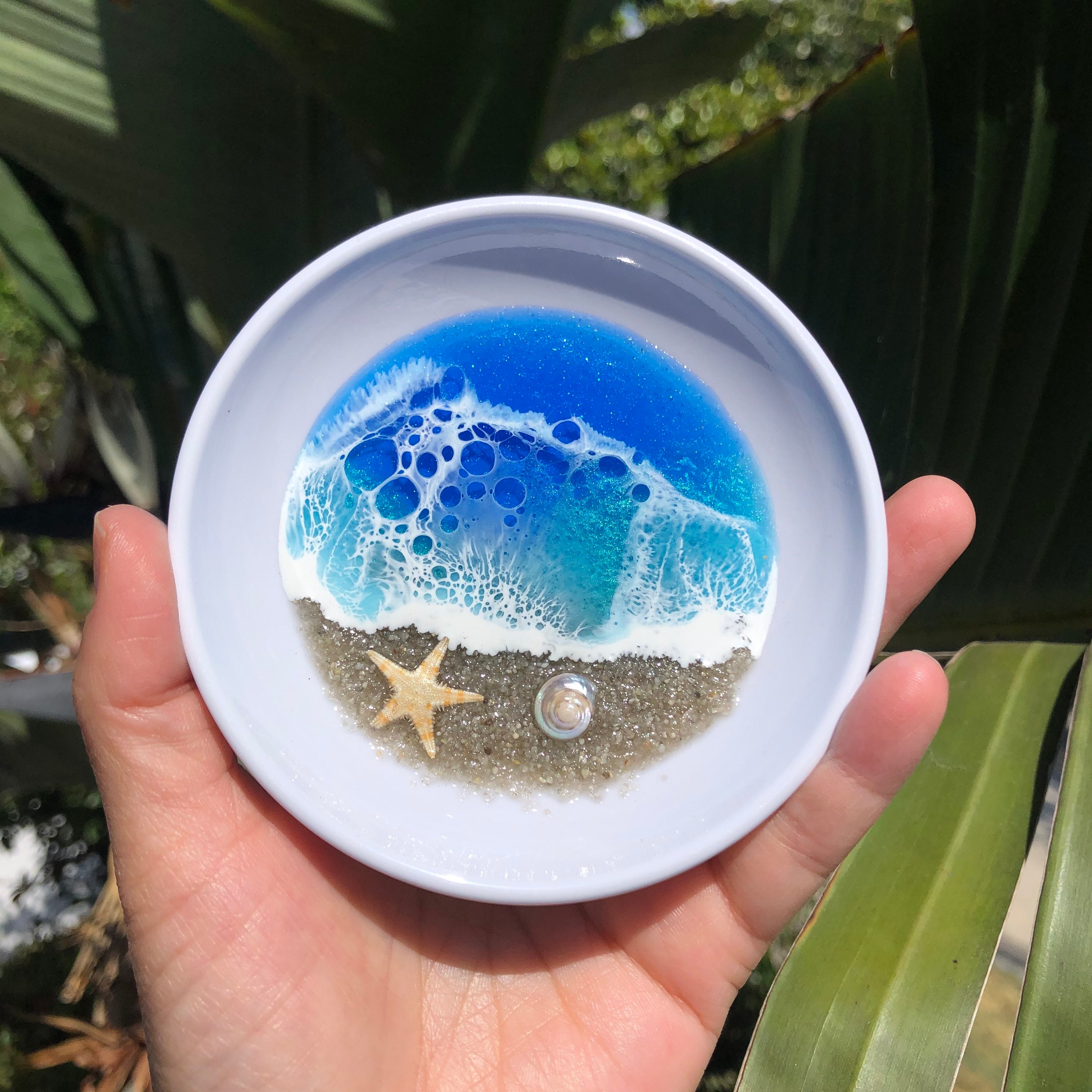 Kitchen & Dining trinket dish Wooden plate ocean wall art ring dish ...