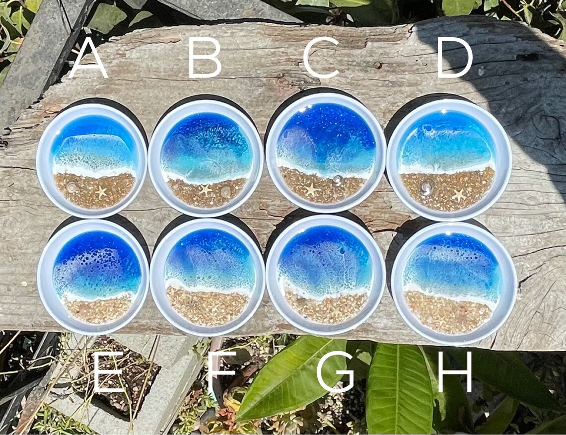 Beach Scene jewelry dish with Ocean waves real sand and sea | Etsy