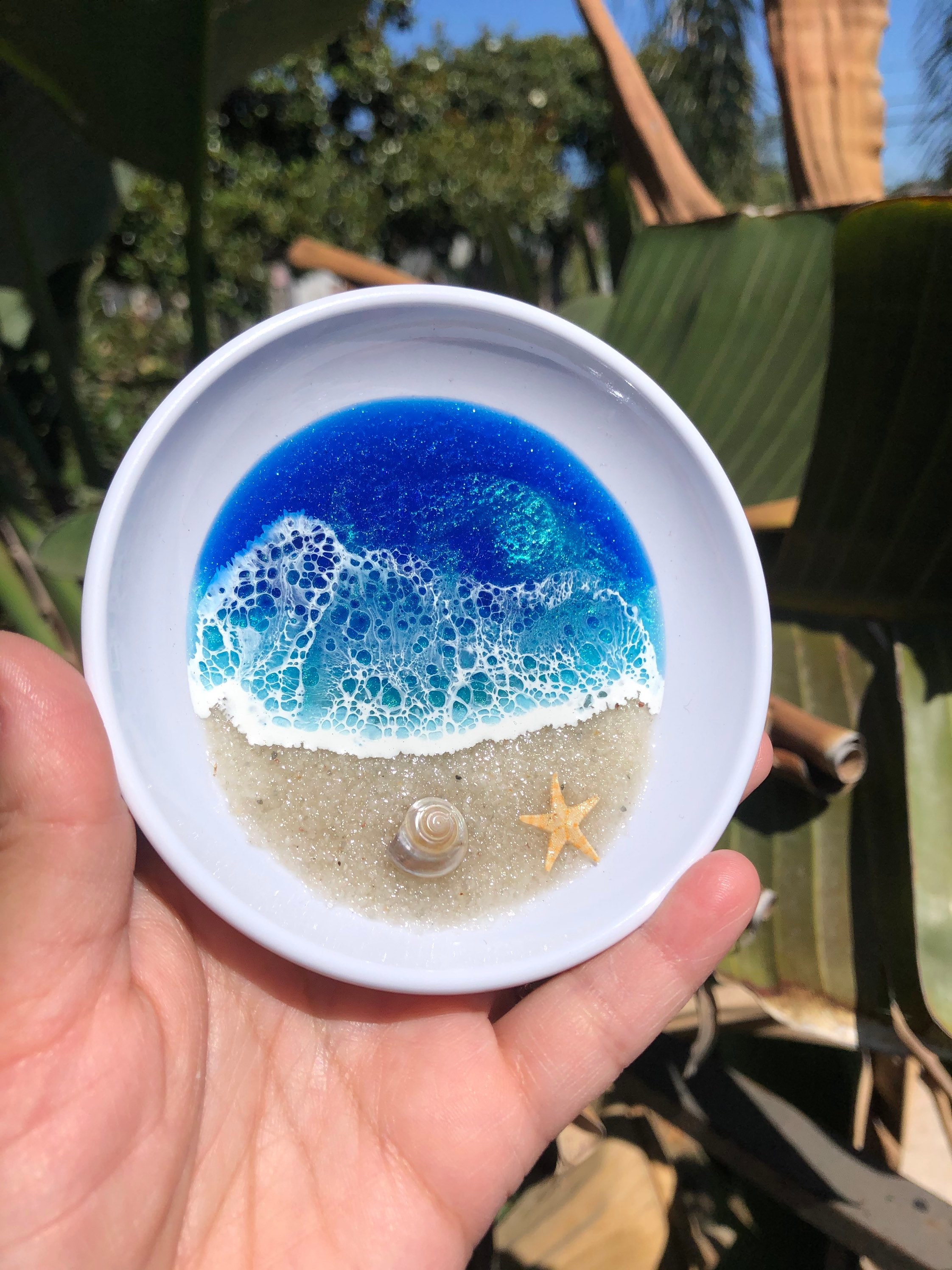 Kitchen & Dining trinket dish Wooden plate ocean wall art ring dish ...
