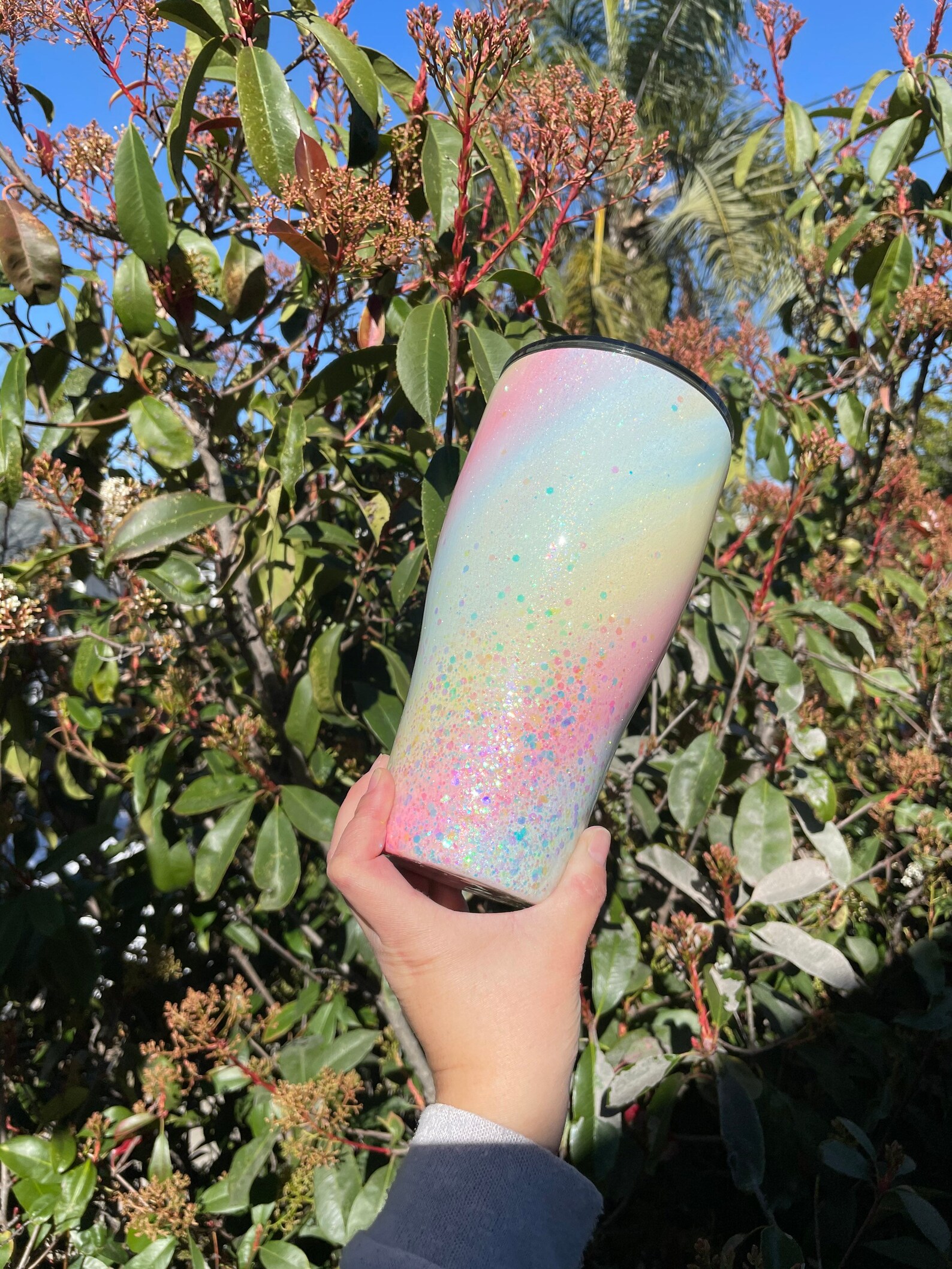 Pastel Rainbow swirl glitter tumbler 30 oz modern customizable | Etsy