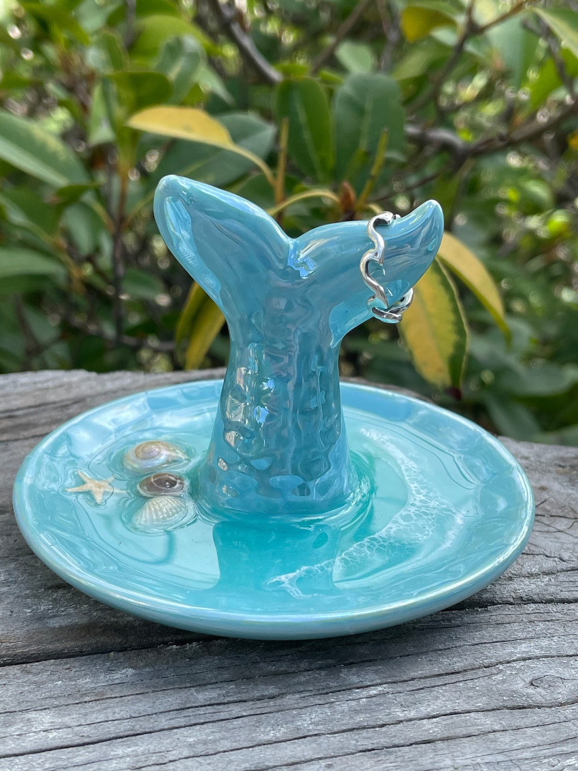 Ceramic Iridescent Mermaid Tail Trinket Dish Ring Holder Beach - Etsy