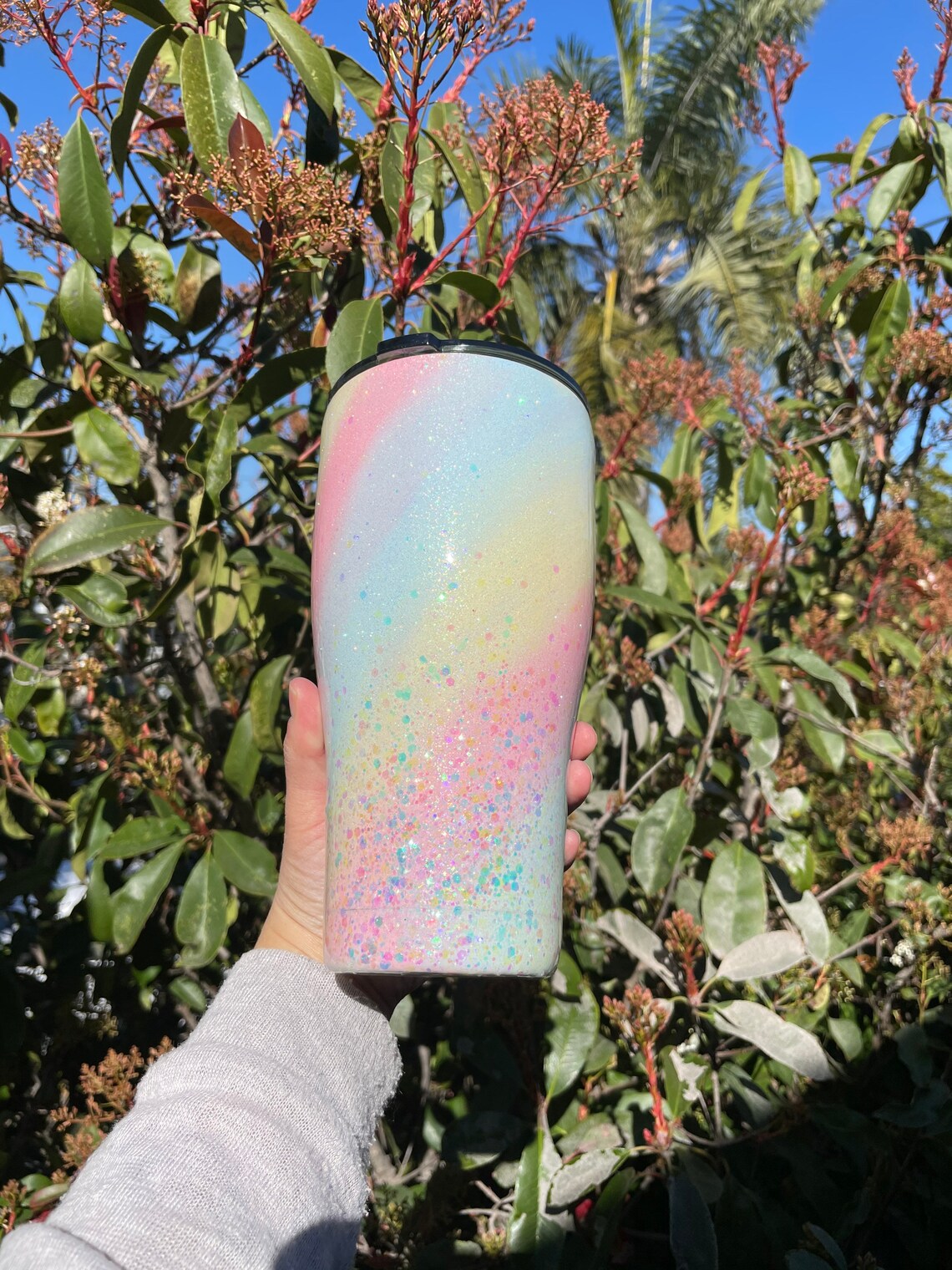 Pastel Rainbow swirl glitter tumbler 30 oz modern customizable | Etsy