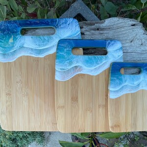 Ocean Wave Bamboo Cutting/cheese Board Made With Epoxy Resin | Etsy