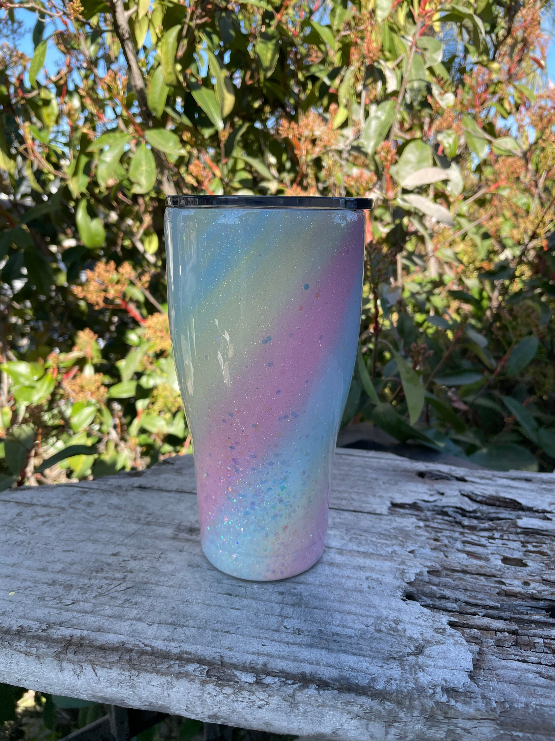 Pastel Rainbow swirl glitter tumbler 30 oz modern customizable | Etsy