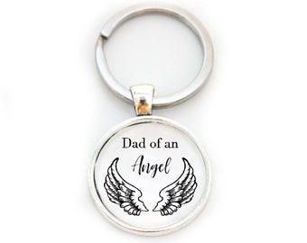 Dad of an Angel Memorial Wood Keychain Sympathy Gift for - Etsy