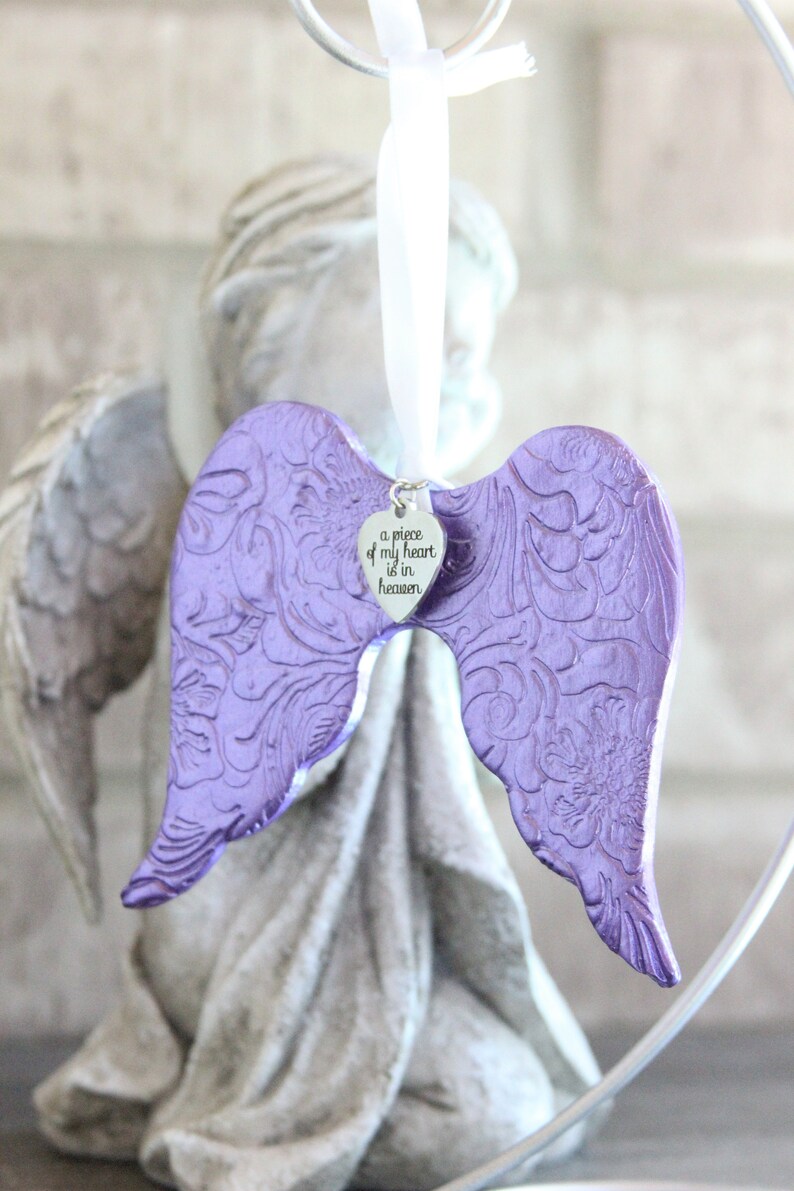 Purple Angel Wing Memorial Ornament Sympathy Gift for Loss | Etsy