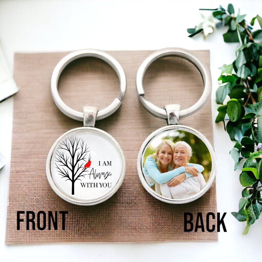 2 Sided Personalized Memorial Photo Pendant Keychain Custom Remembrance ...