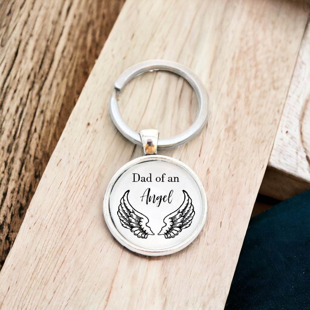 Dad of an Angel Memorial Pendant Keychain | Remembrance Key Ring for ...