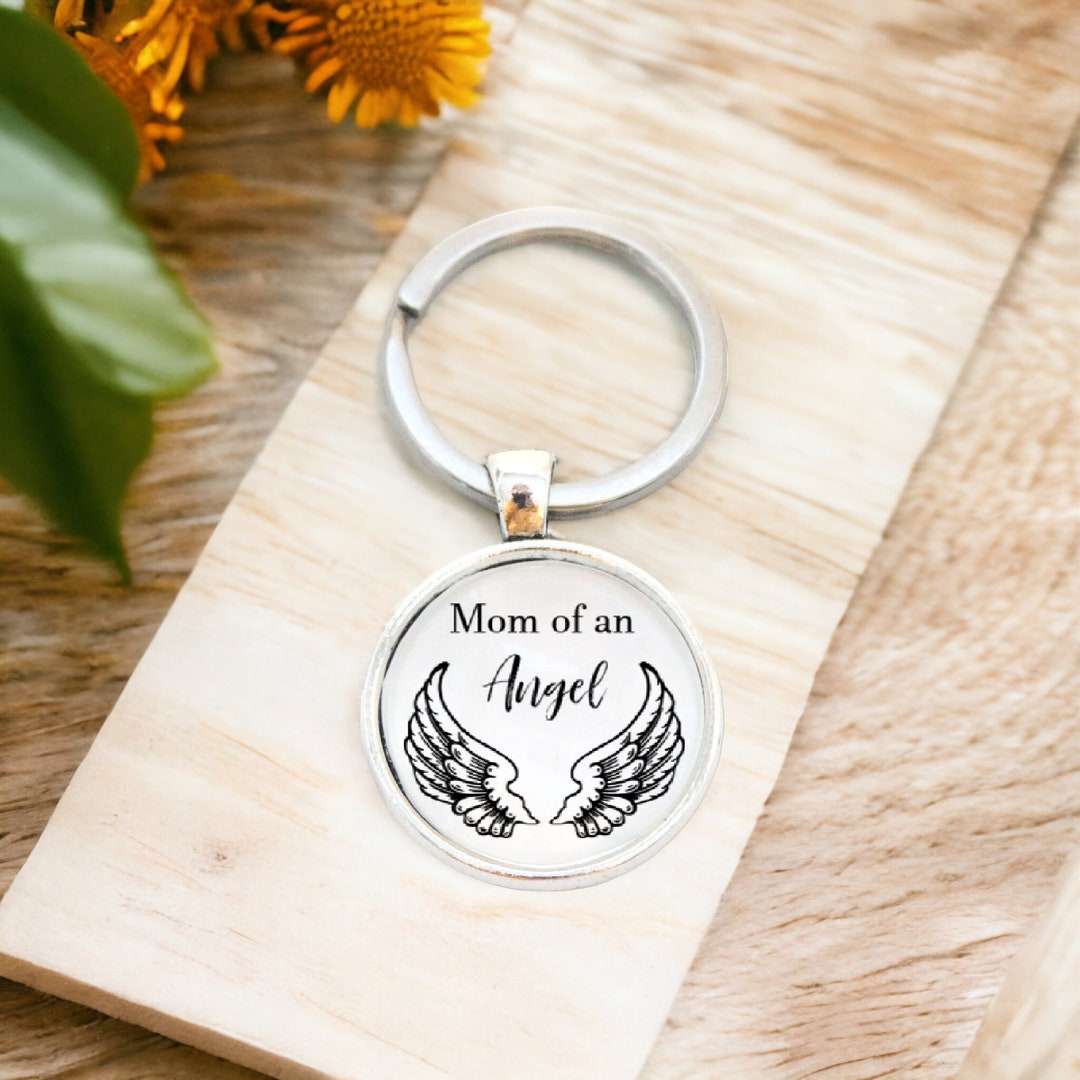 Mom of an Angel Memorial Pendant Keychain Sympathy Gift | Remembrance ...