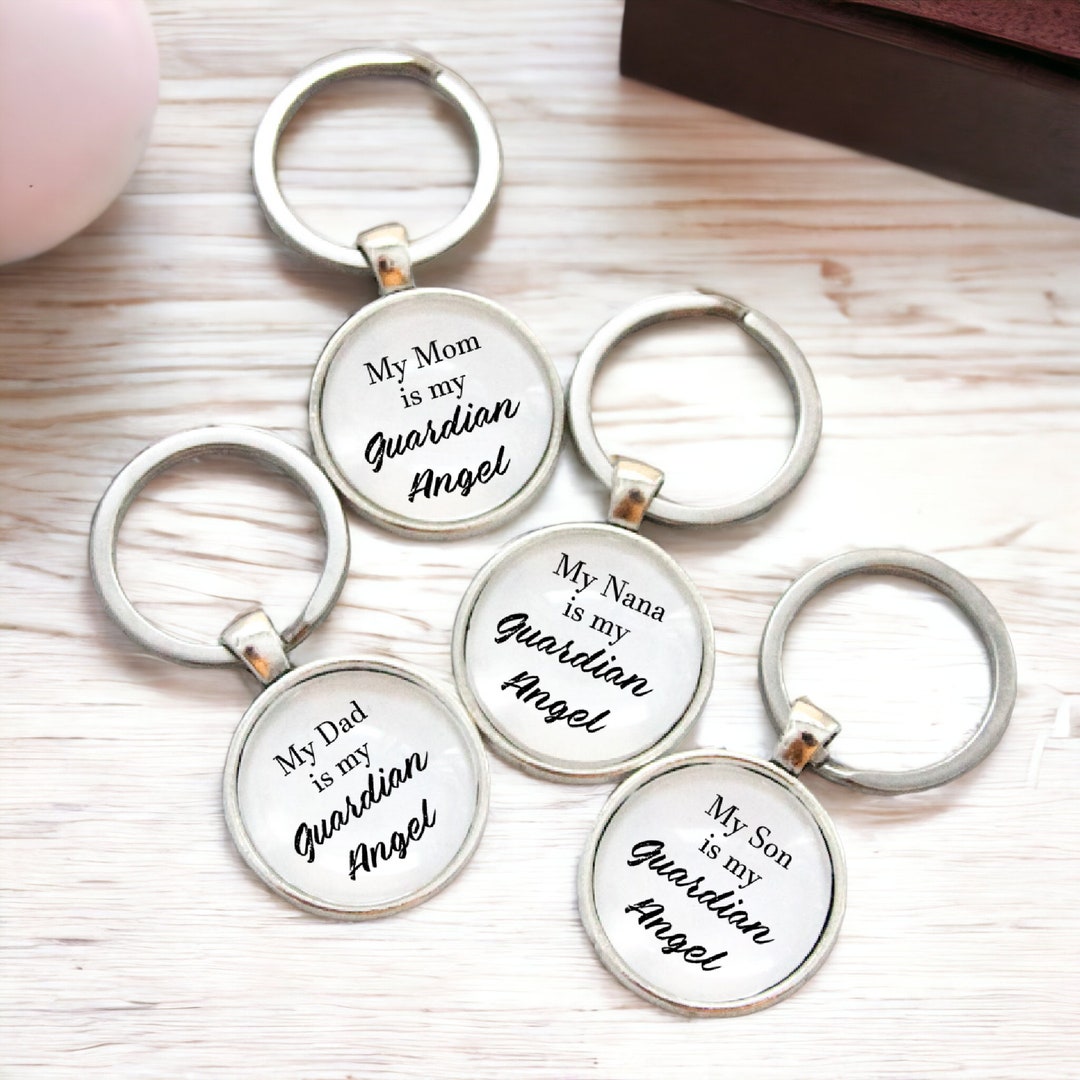 My Guardian Angel Memorial Pendant Keychain | Remembrance Key Ring - Etsy