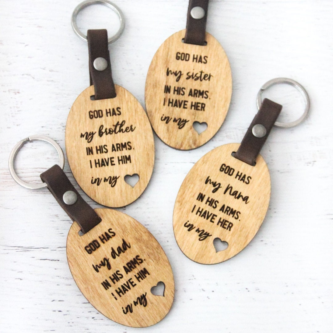 In My Heart Memorial Wood Keychain | Remembrance Key Ring for Lost ...