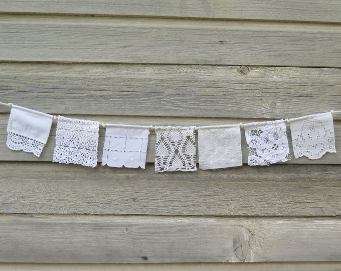 Small Wedding Flags, Lace Bunting, Vintage Lace, Boho Wedding, Prayer ...