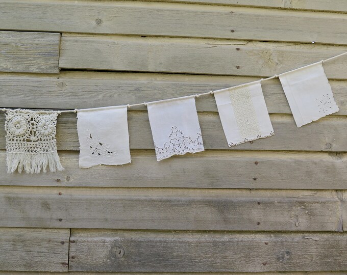 Wedding Flags, Lace Bunting, Vintage Lace, Boho Wedding, Lace Garland ...