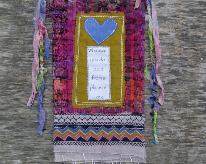 Intention Banner, Inspiring Quote Wall Art, Prayer Flag, Fiber Art ...