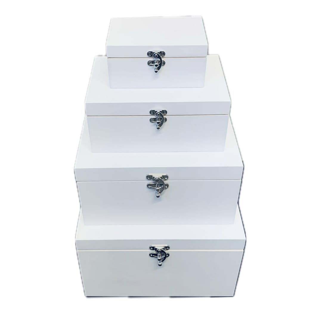 LUXURY White Painted Solid Wooden Deep Rectangular Boxes - CHOOSE SIZE ...