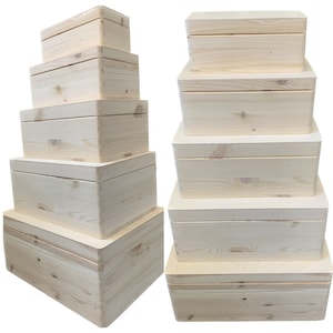 Solid Pine Wood Rectangular Boxes With Rounded Corners & No Clasp ...