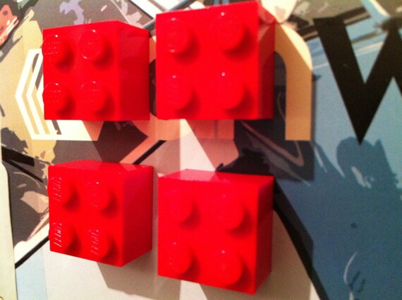 4 Retro Made Using LEGO ® Fridge Magnets Red | Etsy