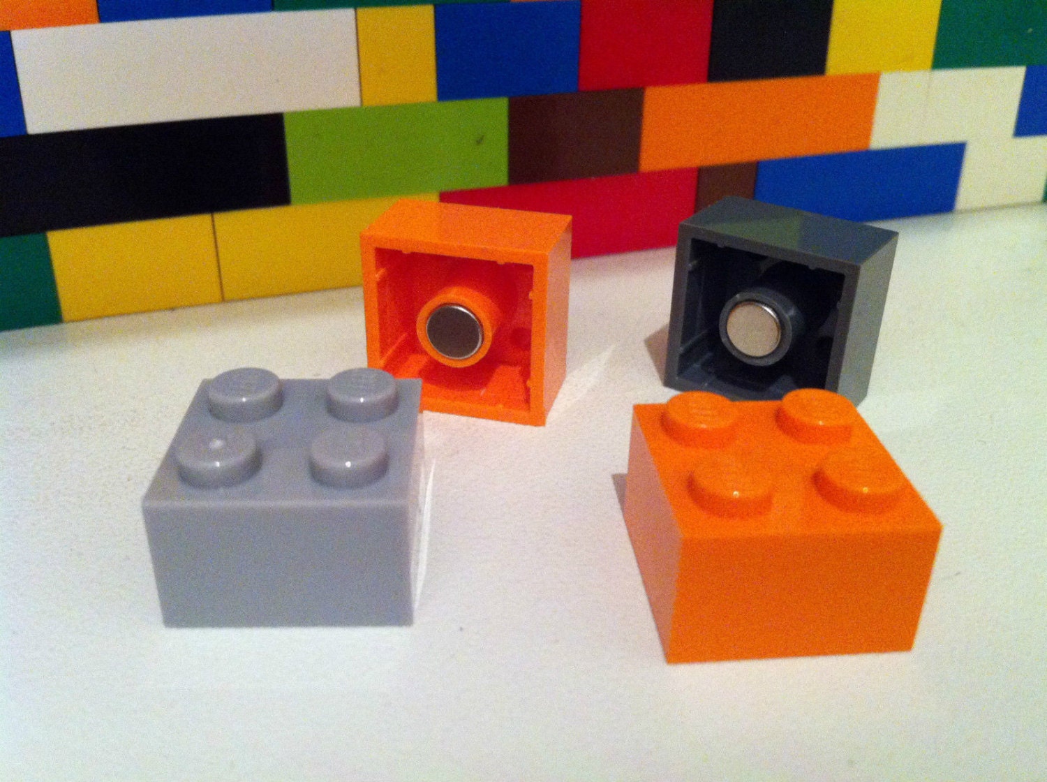 4 Retro Made Using LEGO ® Fridge Magnets Greys Orange - Etsy