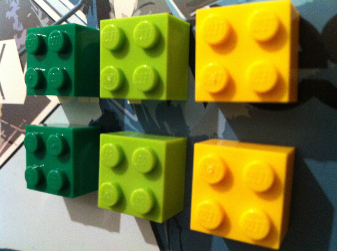 6 Retro Made Using LEGO ® Fridge Magnets Greens & Yellow - Etsy