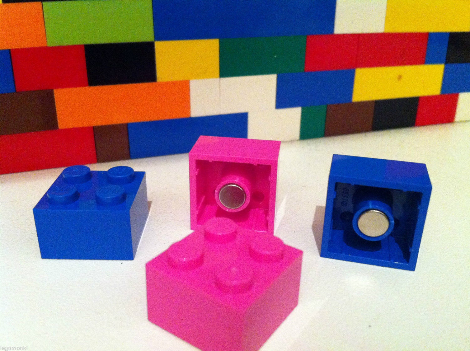 4 Retro Made Using LEGO ® Fridge Magnets Pink Blue - Etsy Australia