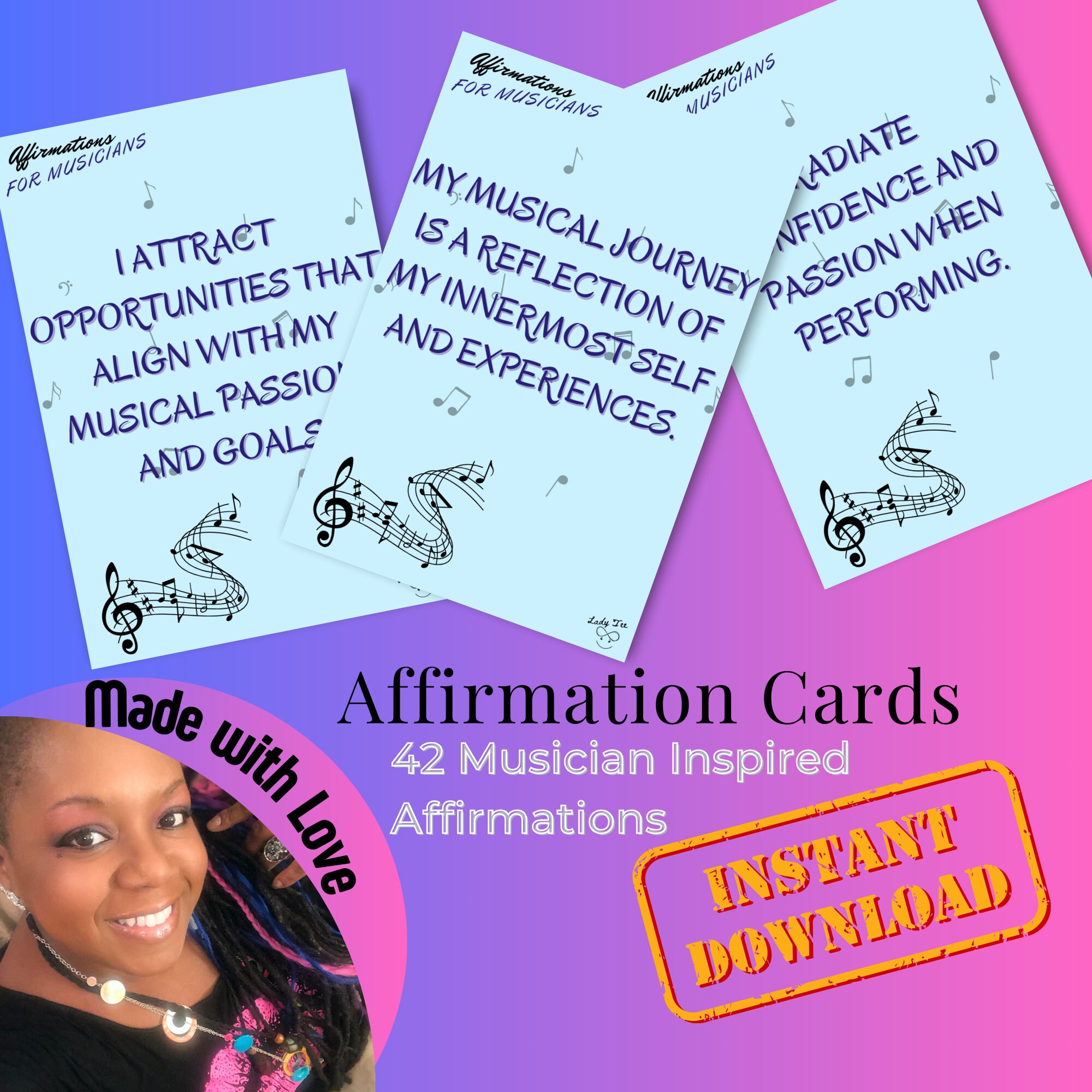 Musical Mindset Affirmations Cards Positive Musician Gift Motivational ...