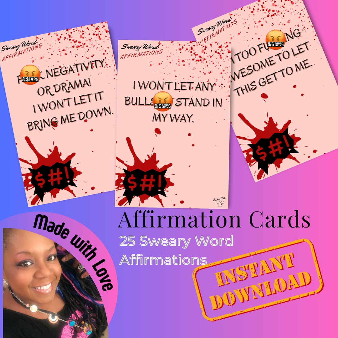Sweary Word Affirmation Cards, Affirmation Deck, Bold Affirmations ...