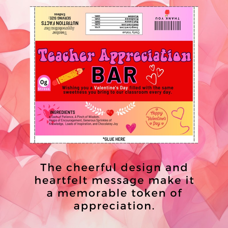 Printable Teacher Appreciation Valentine's Day Candy Bar Wrapper Gift ...