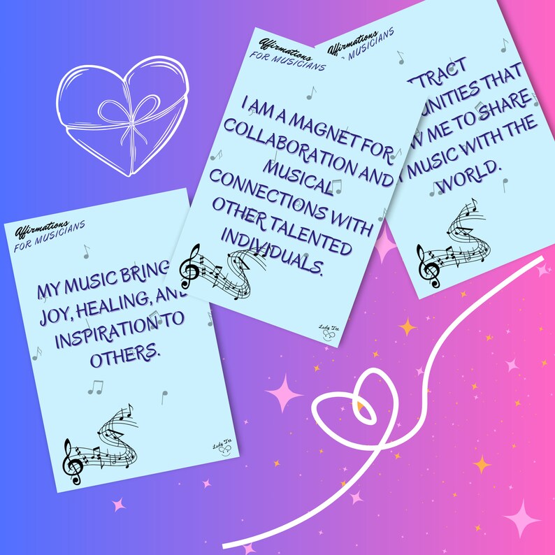 Musical Mindset Affirmations Cards Positive Musician Gift Motivational ...