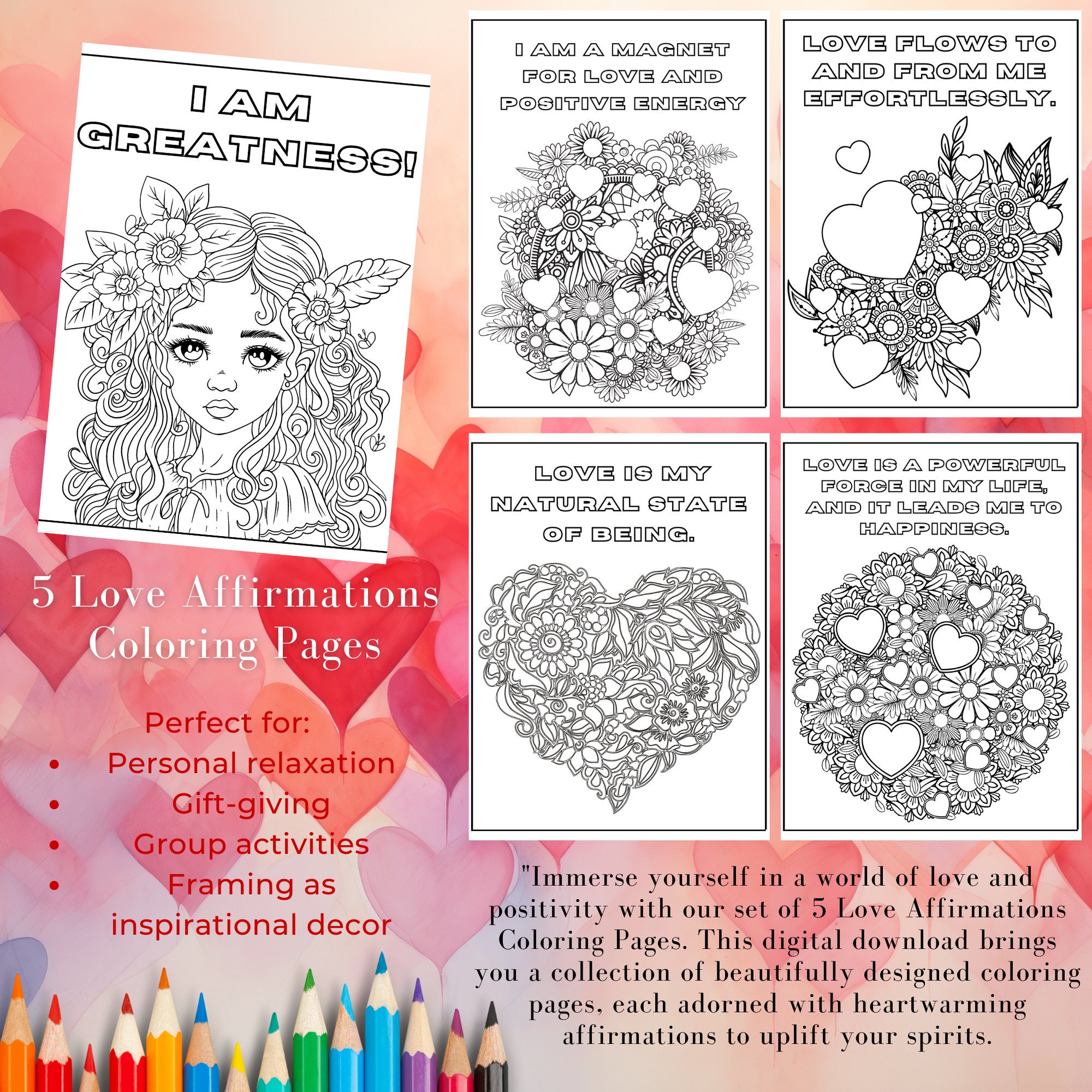 Self-love Affirmation Printable Coloring Pages Positive Quotes for ...