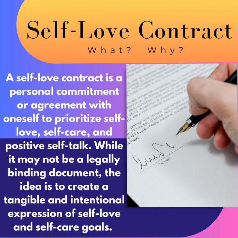 Self‑love Commitment Contract Printable PDF – Self‑care Pledge to Prioritize You - Etsy