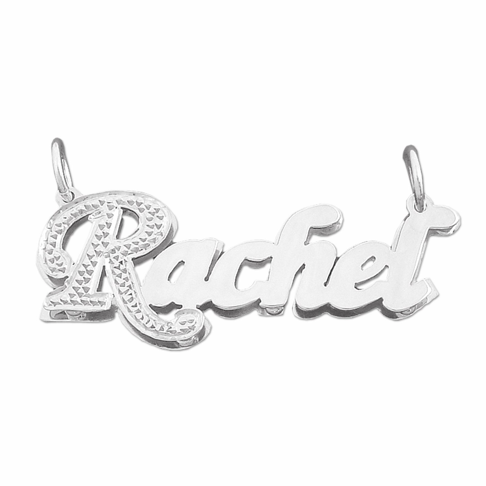 Small Size Sterling Silver Personalized Double Plate Script Name