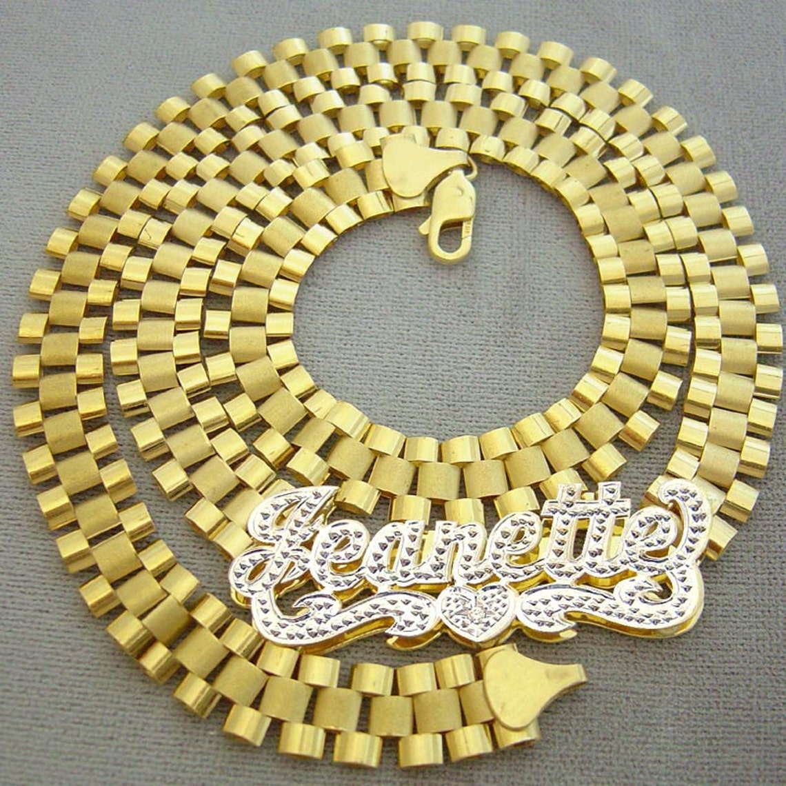 10K Gold Personalized Name 10 Mm Watch Band Style Chain - Etsy