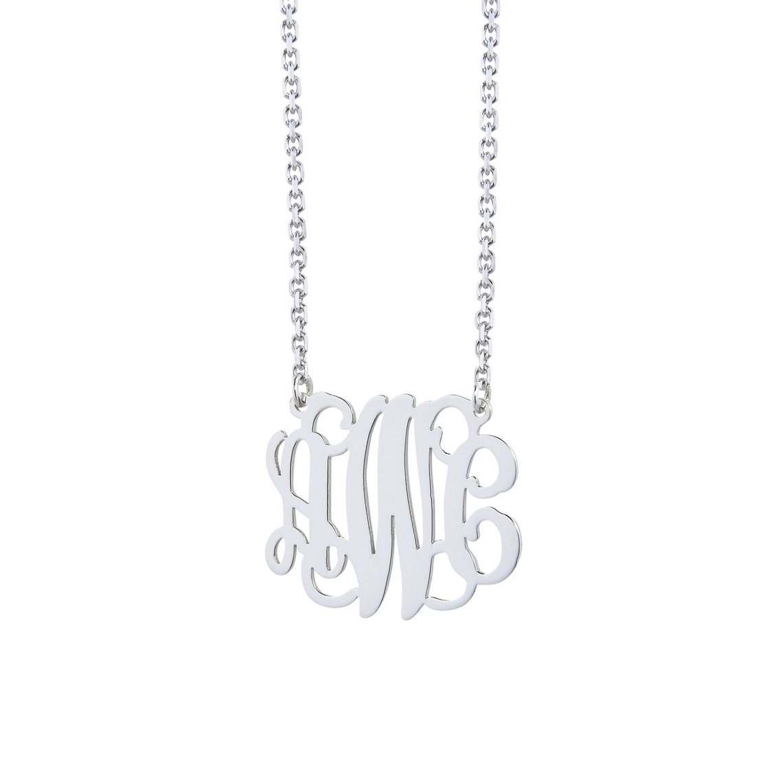 Small Sterling Silver 3 Initials Monogram Necklace 3/4 Inch - Etsy