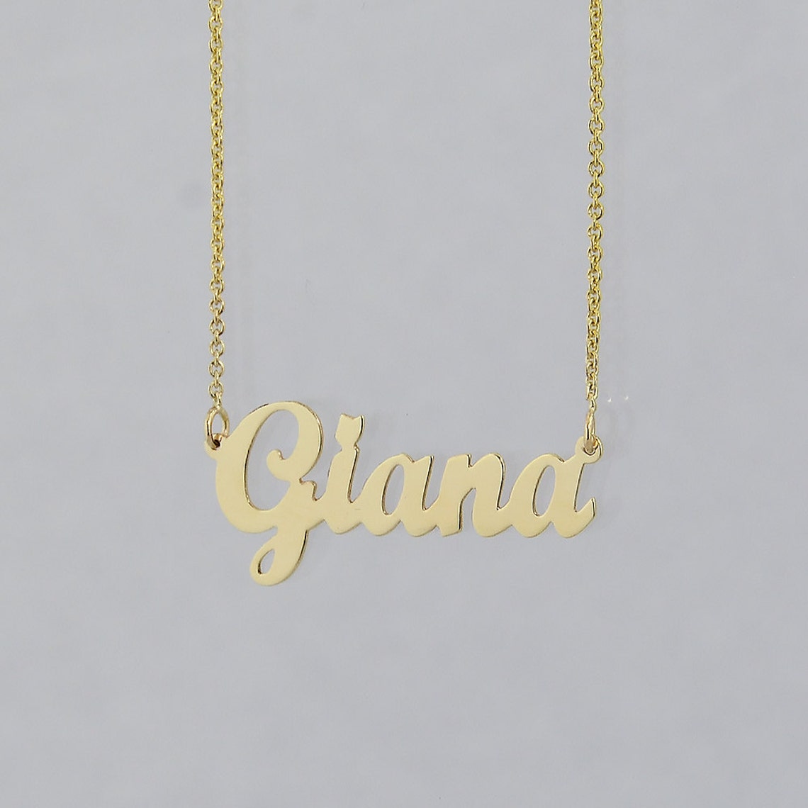 Dainty Script Name Necklace Solid Gold 1 Inch Personalized - Etsy