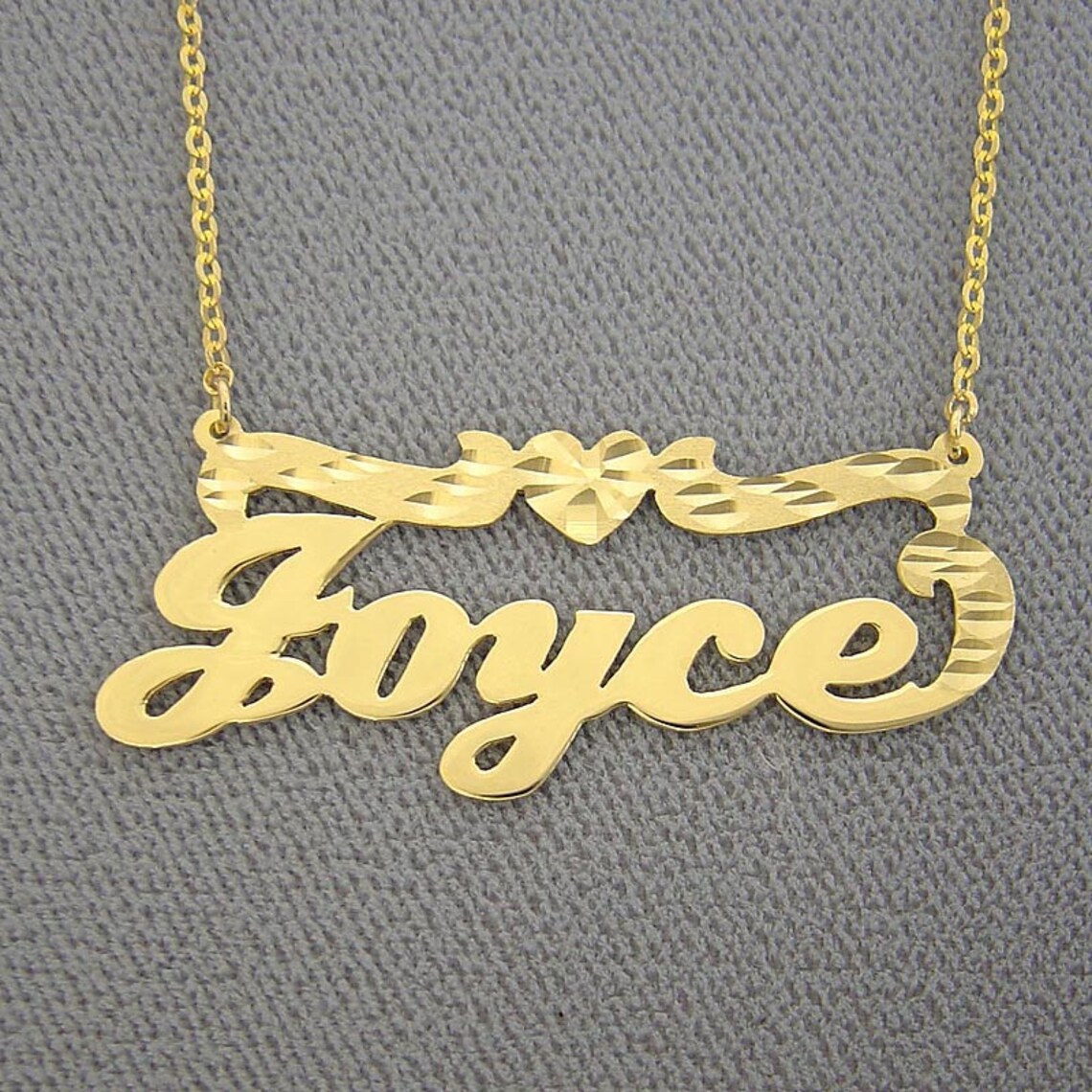 10K or 14K Yellow or White Solid Gold Personalized Name Necklace ...