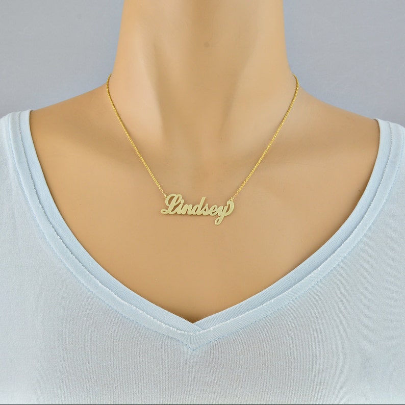 10k Or 14k Yellow Solid Gold Personalized Any Name Necklace Etsy